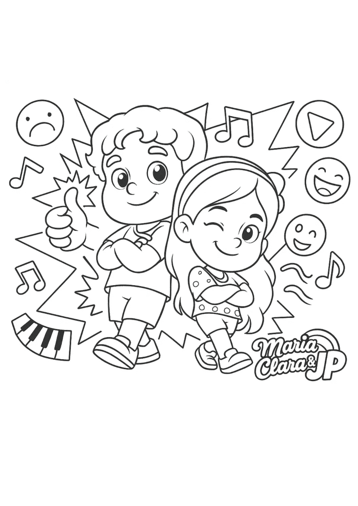 Desenhos para Colorir Maria Clara e JP