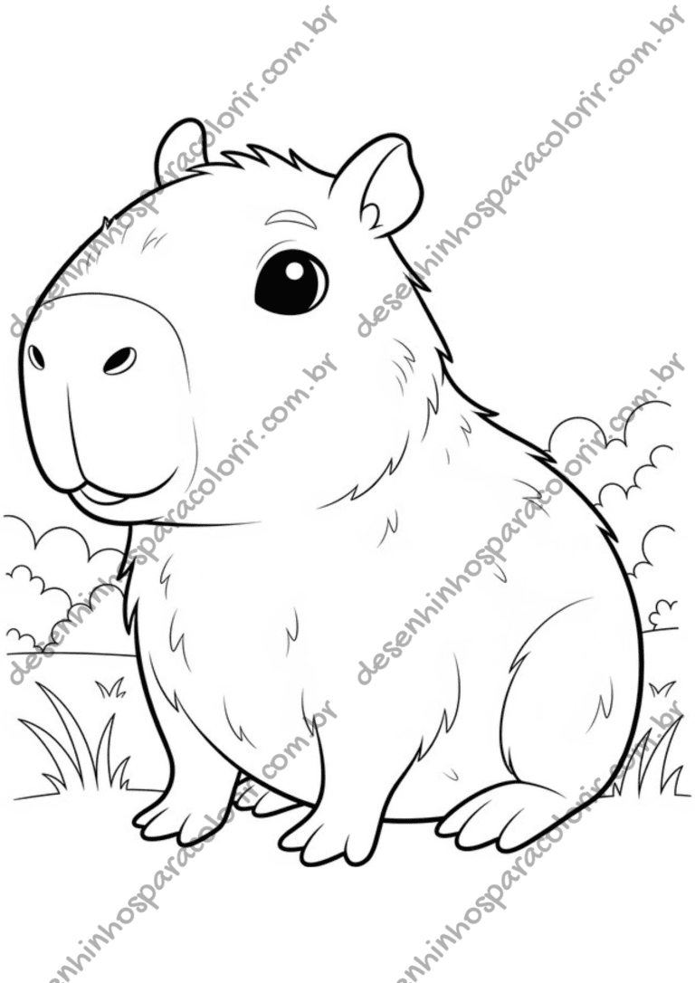 Desenho para Colorir Capivara